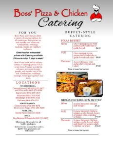 Catering Menu | Boss' Pizza & Chicken
